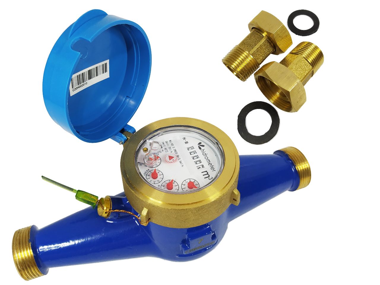 Hidrômetro 1" Multijato água fria 6,3 m3/h metal tipo Q3 com conexões ...