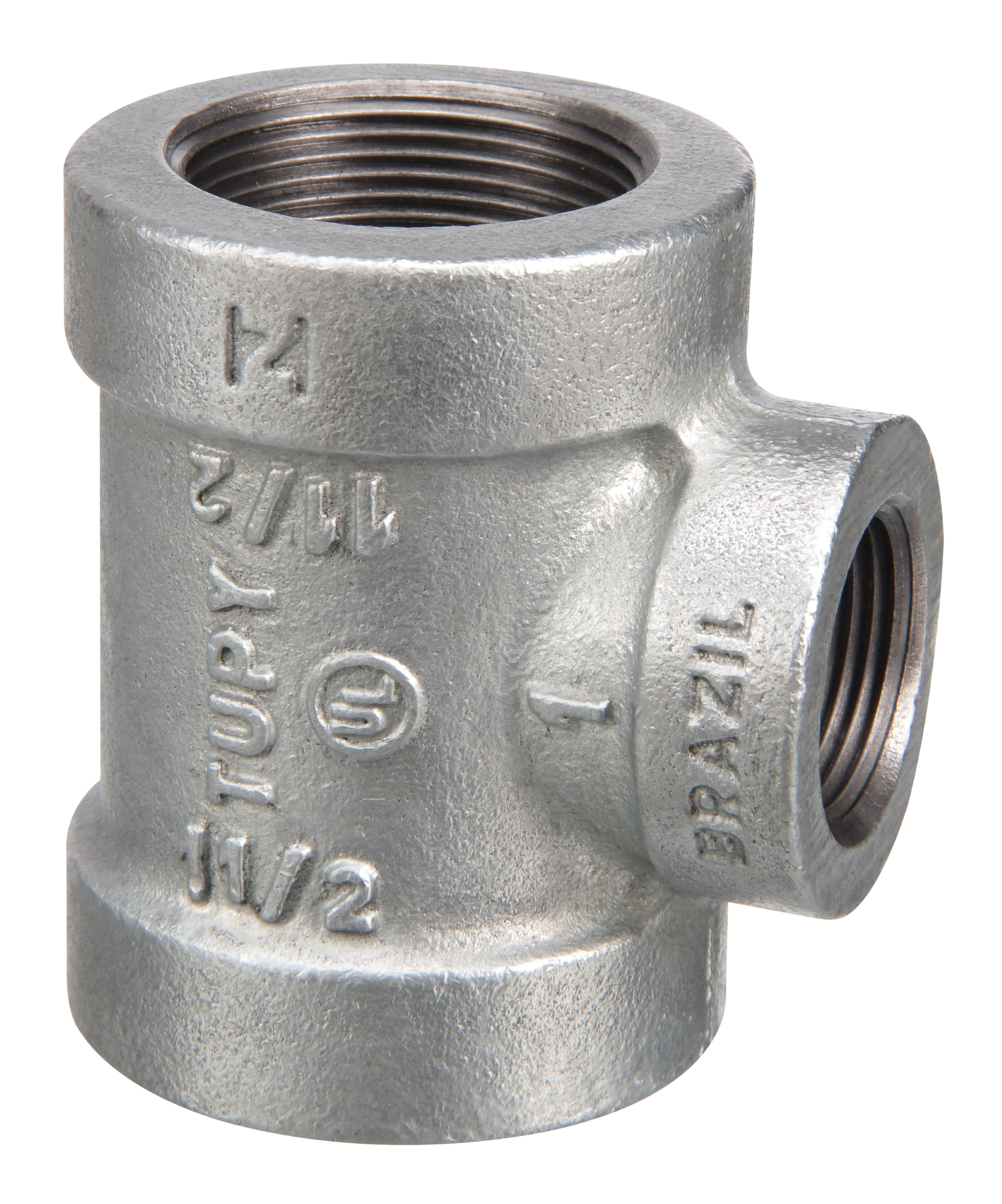 Tê de redução 2" x 2 x 1 1/2" galvanizado NPT 300 lb Tupy #6845047 ...